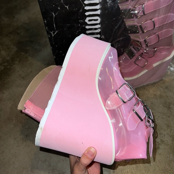 Demonia | Shoes | Demonia Clear Baby Pink Trinity Boots | Poshmark